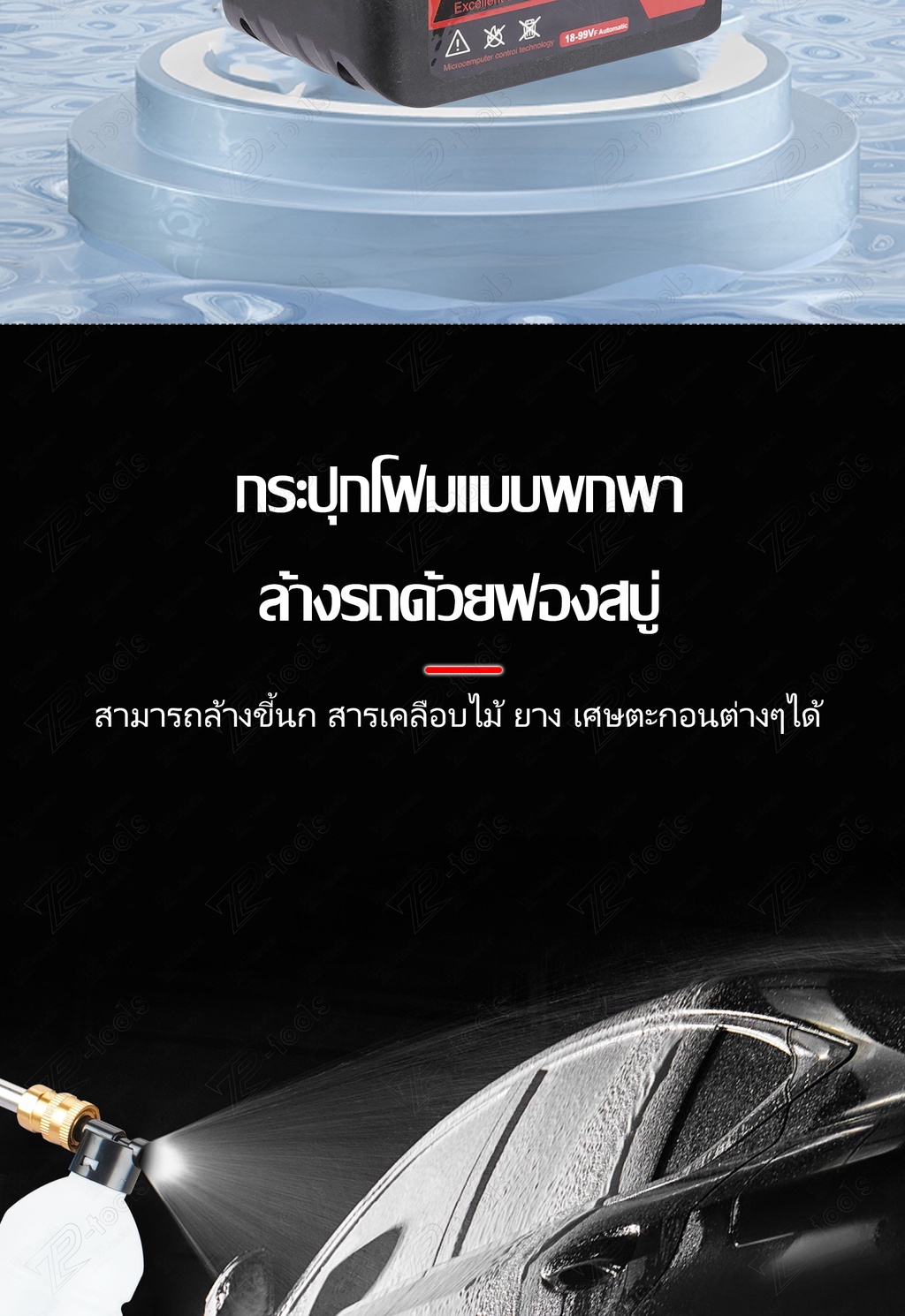 TP TOOLS เครื่องฉีดน้ำแรงดันสูงไร้สาย 99V ปืนฉีดน้ำแรงดันสูงไร้สาย เครื่องฉีดน้ำแบตเตอรี่ High ...