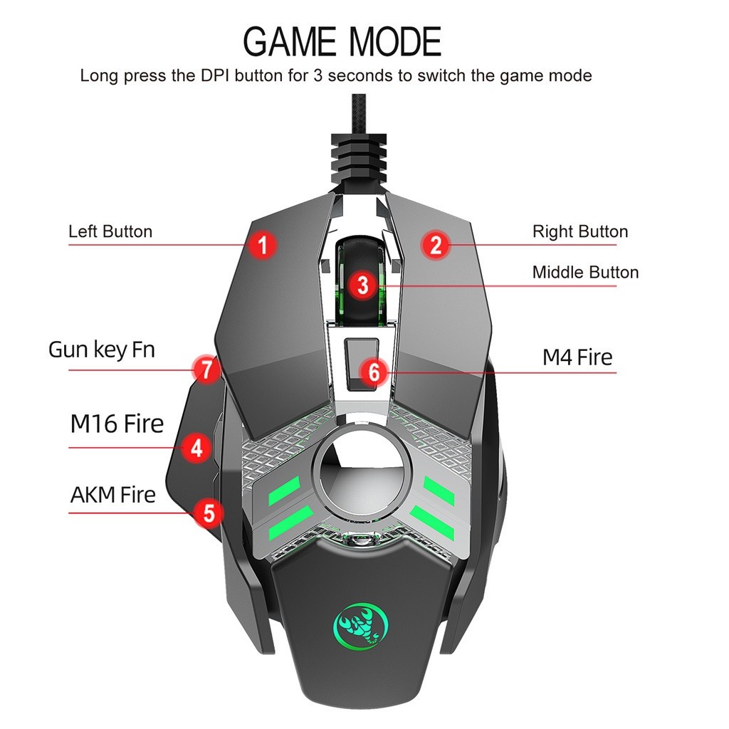 Mechanical Define the game USB Wired 6400DPI Adjustable Gaming Mouse ...