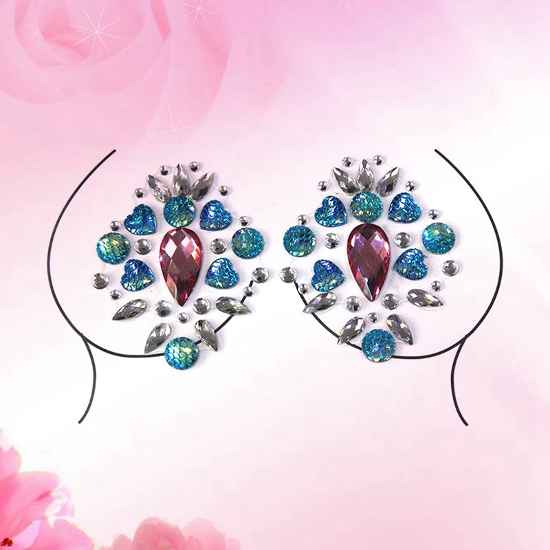 Glitter Boobs Chest Body Jewel Art Peel Stick on Gem Rhinestone Crystal DmXWu - fashionhouses.th ...