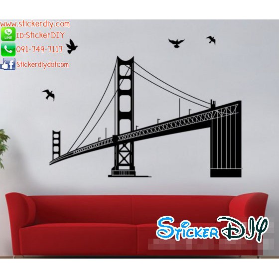 SALE Transparent wall sticker สติ๊กเกอร์ติดผนัง Golden Gate Bridge ...
