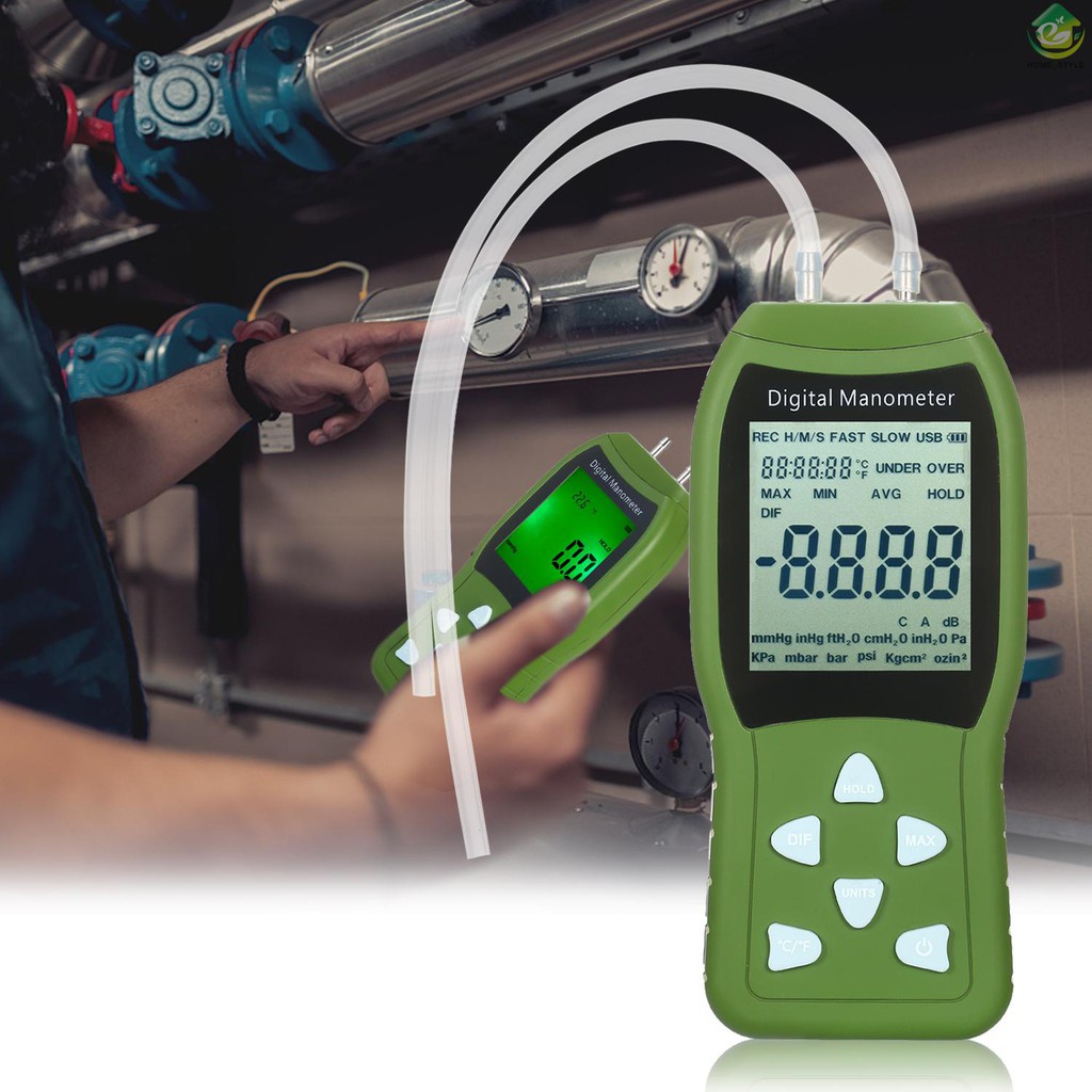 Manometer ดิจิตอลแรงดันอากาศ 12 Unit Dual Port ที่แตกต่างกันความดันแก๊ส ...