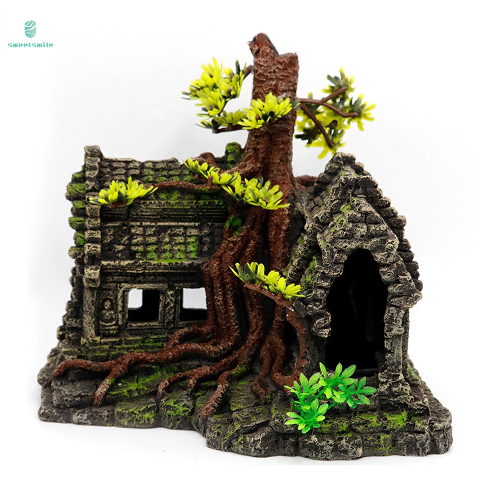Fish House Resin Imitation Wooden Root House Aquarium Ornament for Fish ...