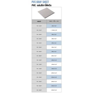 PVC GRAY SHEET - PVC แผ่นสีเทาไต้หวัน ขนาด หนา 2 mm. กว้าง 4 ฟุต ยาว 8 ...