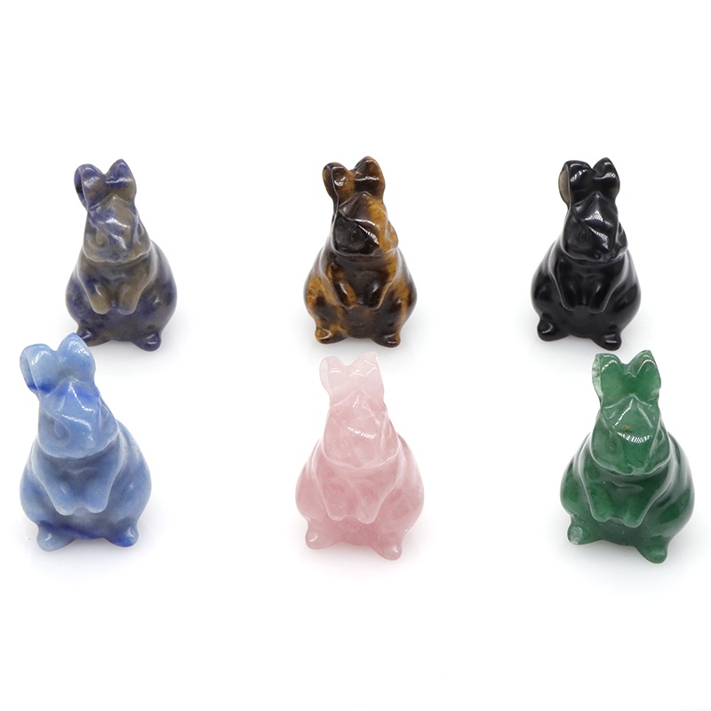 1.5quot Rabbit Figurine Natural Stone And Crystals Rose Quartz Carving ...