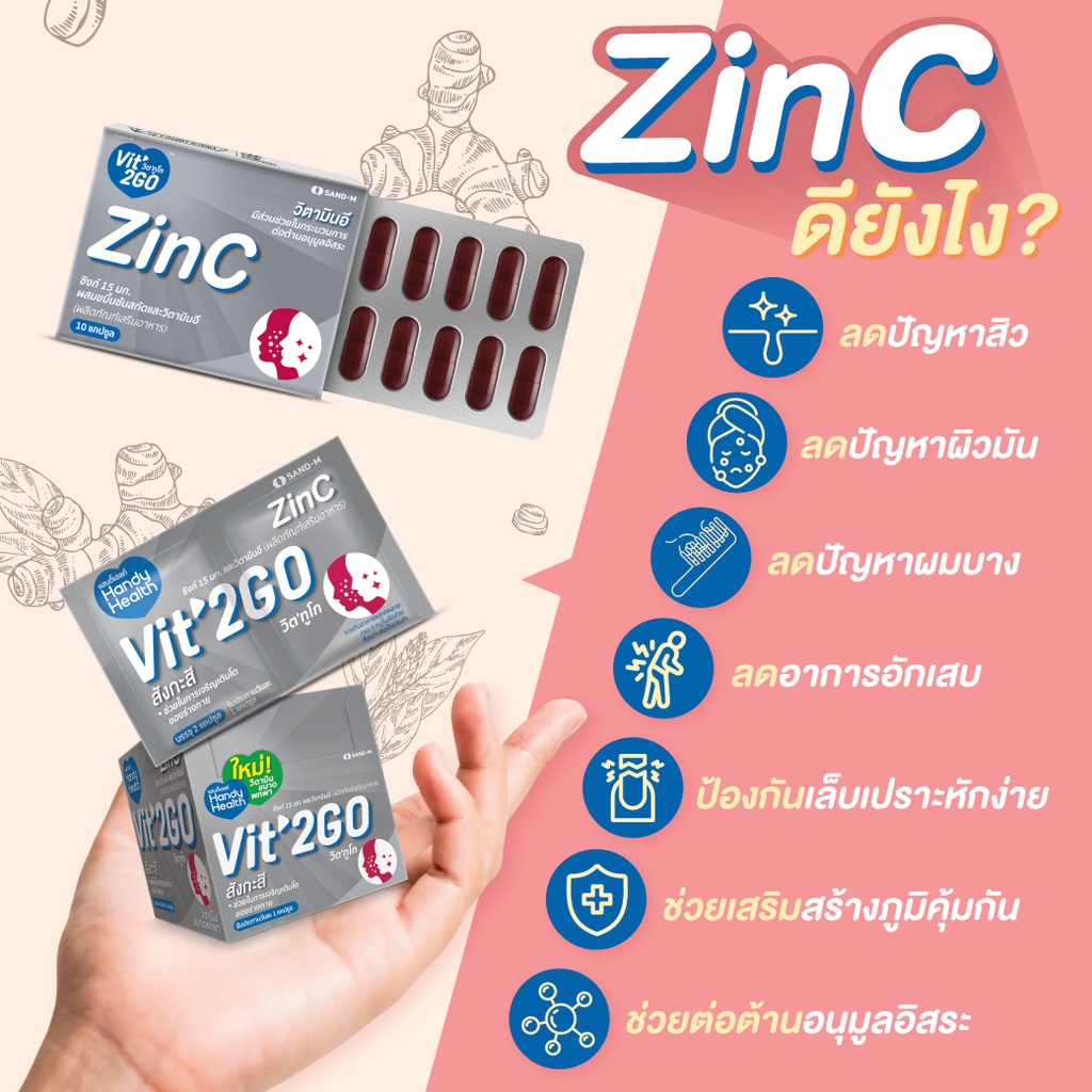 Vit to go ZinC ซิงค์ (1แผงแถม1แผง รวม 20 แคปซูล) วิตามินลดสิว ขนาดแผง ...
