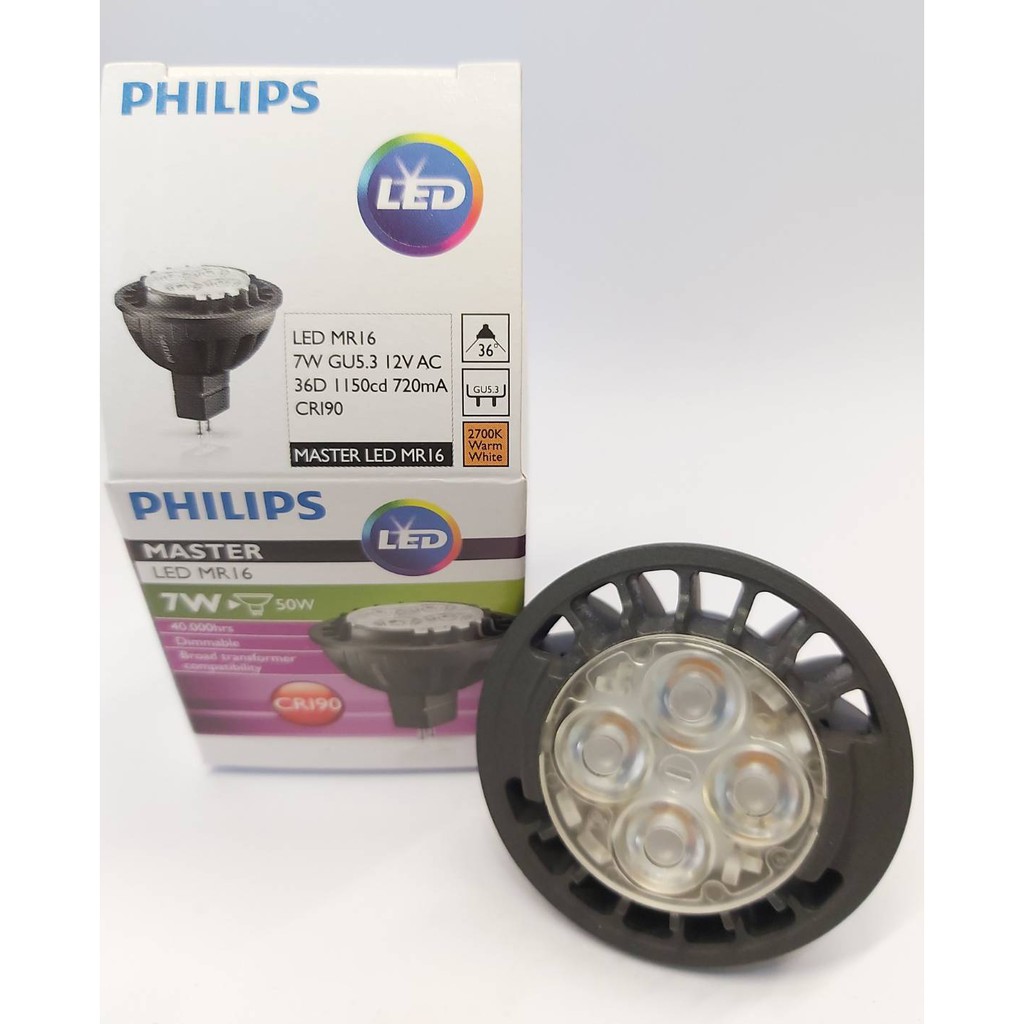หลอดไฟ Philips Master LED MR16 7W 12V 2700K/3000K/4000K | Shopee Thailand