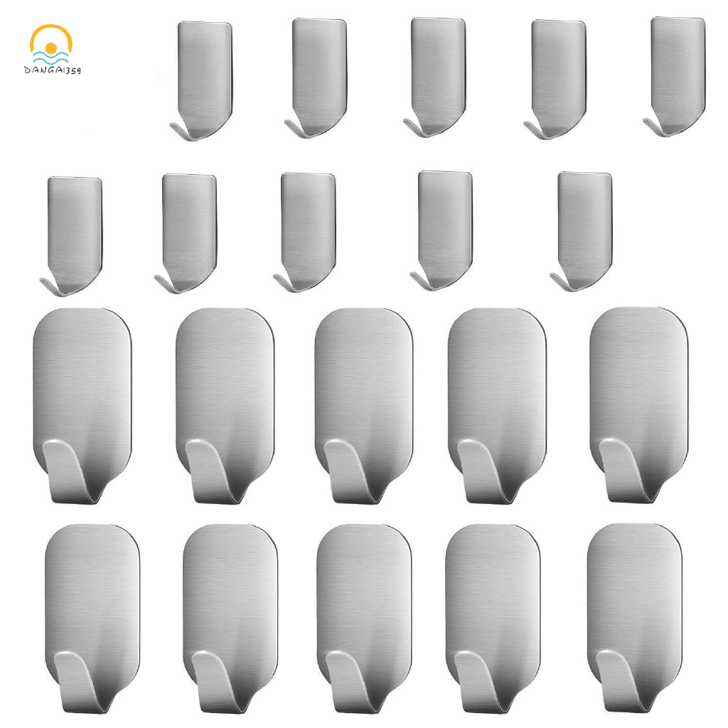 20 PCS Adhesive Hooks Heavy Duty Wall Hooks Stainless Steel Ultra