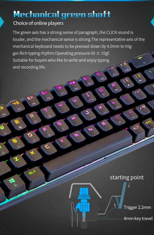 Magic-Refiner MK14 RGB Backlight Keyboard 68 Keys Metal Panel N-key ...