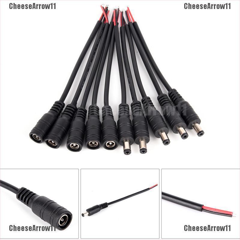 CheeseArrow 5pair Security 5.5x2.1mm Male+Female DC Power Socket Plug Connector Cable Wire ...