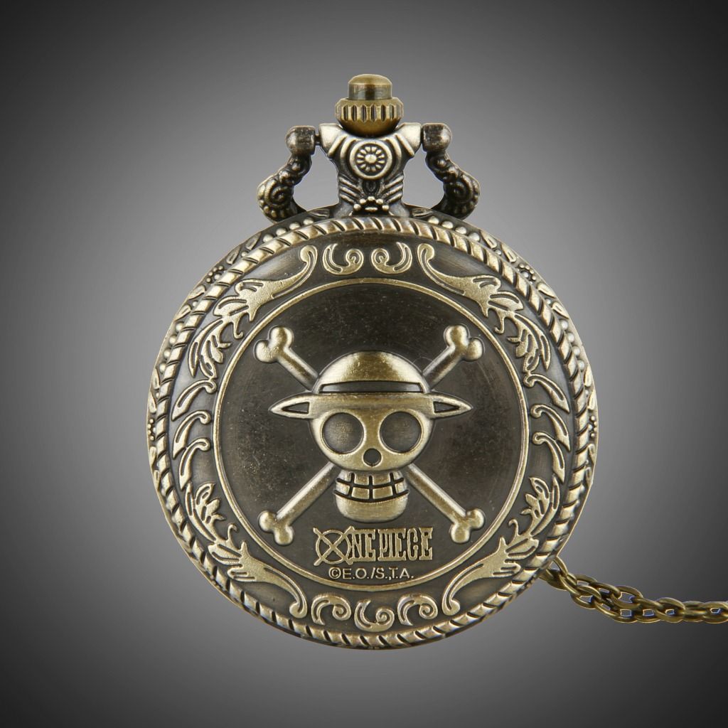 Lace Skull Large Bronze Pocket Watch อะนิเมะ One Piece Nostalgic Pocket ...