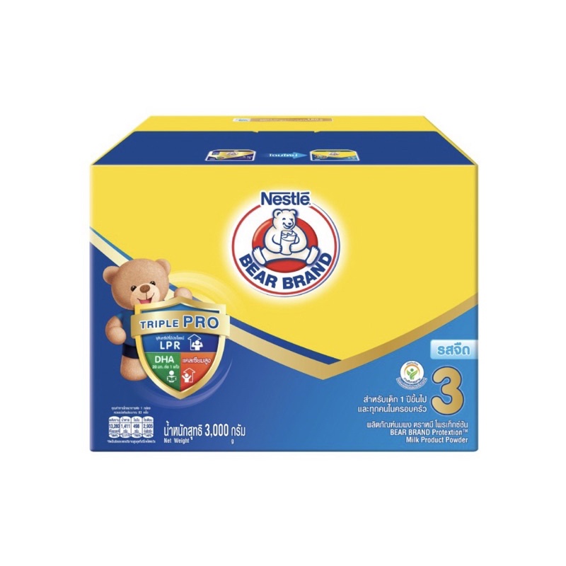 นมผง ตราหมี โพรเท็กซ์ชัน สูตร 3 นมผง รสจืด กลิ่นวานิลลา 3000 กรัม ...