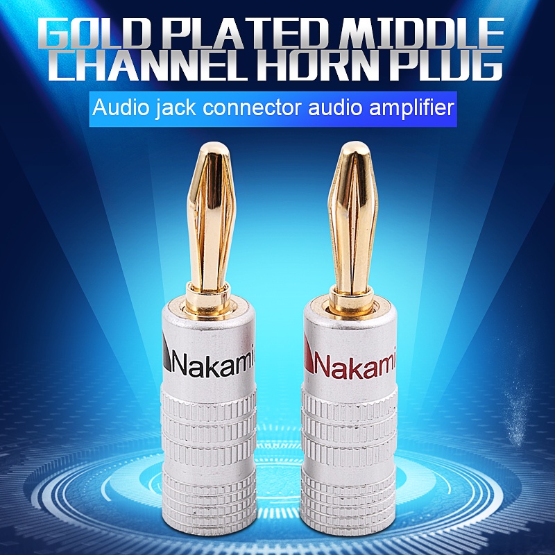 New 24 pcs 24K Gold Nakamichi Speaker banana plug Audio Jack connecto ...