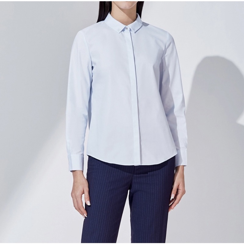 G2000 เสื้อเชิ้ตแขนยาวสีขาว เสื้อเชิ้ตผู้หญิงสีฟ้า เสื้อเชิ้ตทำงานแขนยาว ทรง Easy Fit - spps ...