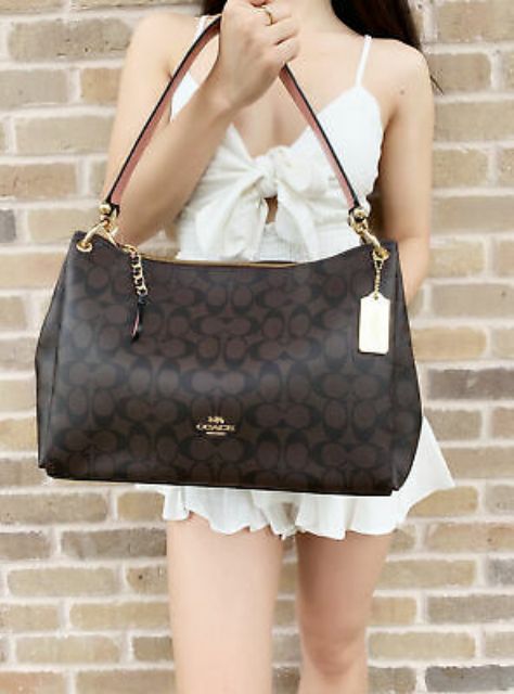 Coach F28967 Signature Mia Large Shoulder Bag Crossbody - pinkpream ...
