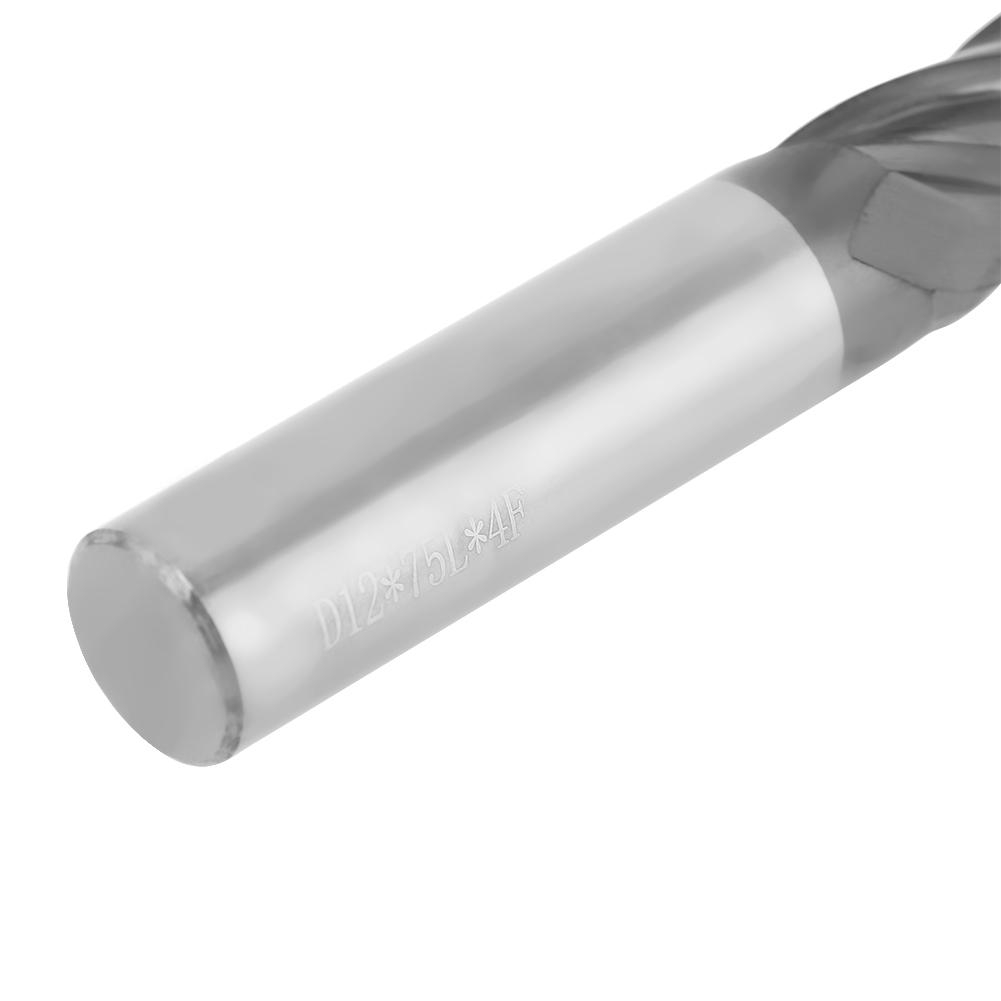 75mm Flutes 12mm Carbide 1pcs Milling Tungsten Tool Cutter Straight 4 ...