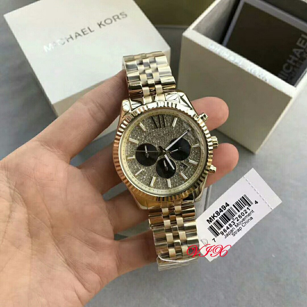 ไมเคิลคอร์ส MK MK8494 คริสตัลคริสตัลสามมิติพ้อยท์ทราฟัคโครโนกราฟแฟชั่น ...