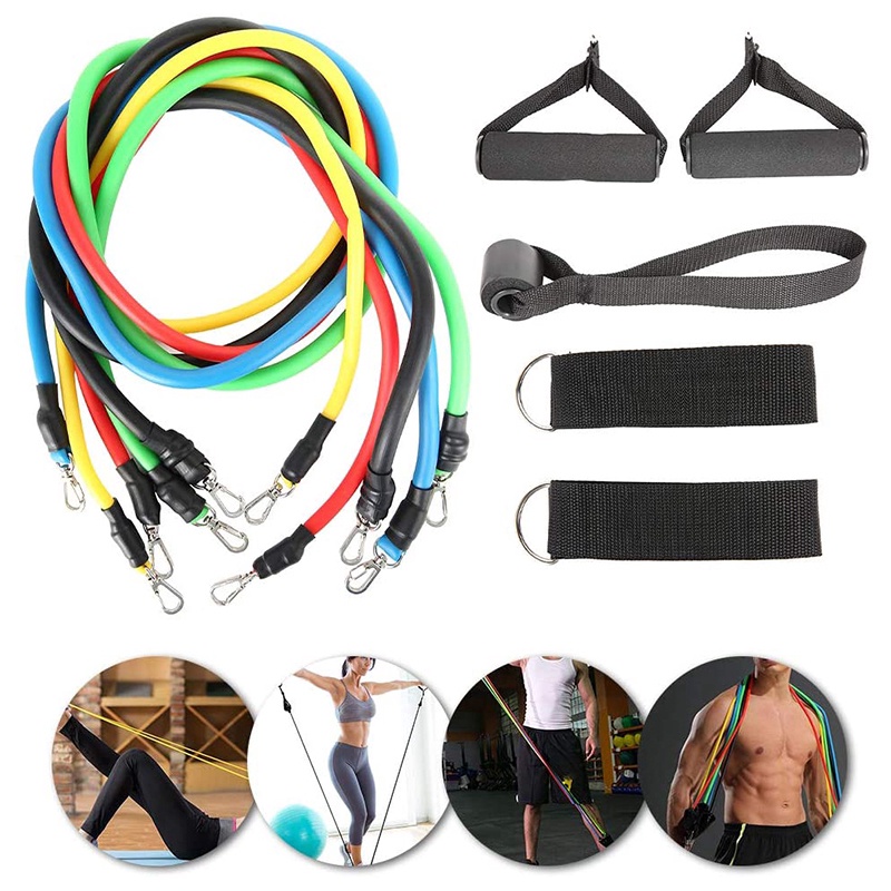 11pcsset Pilates Home Pull Rope Fitness Latex Tube Resistance Bands ...