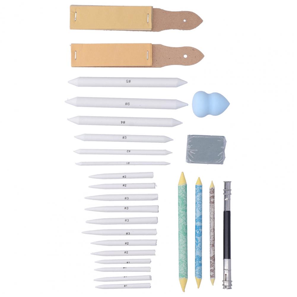26pc Blending Stumps Sandpaper Board Eraser Sponge Extension Tool ...