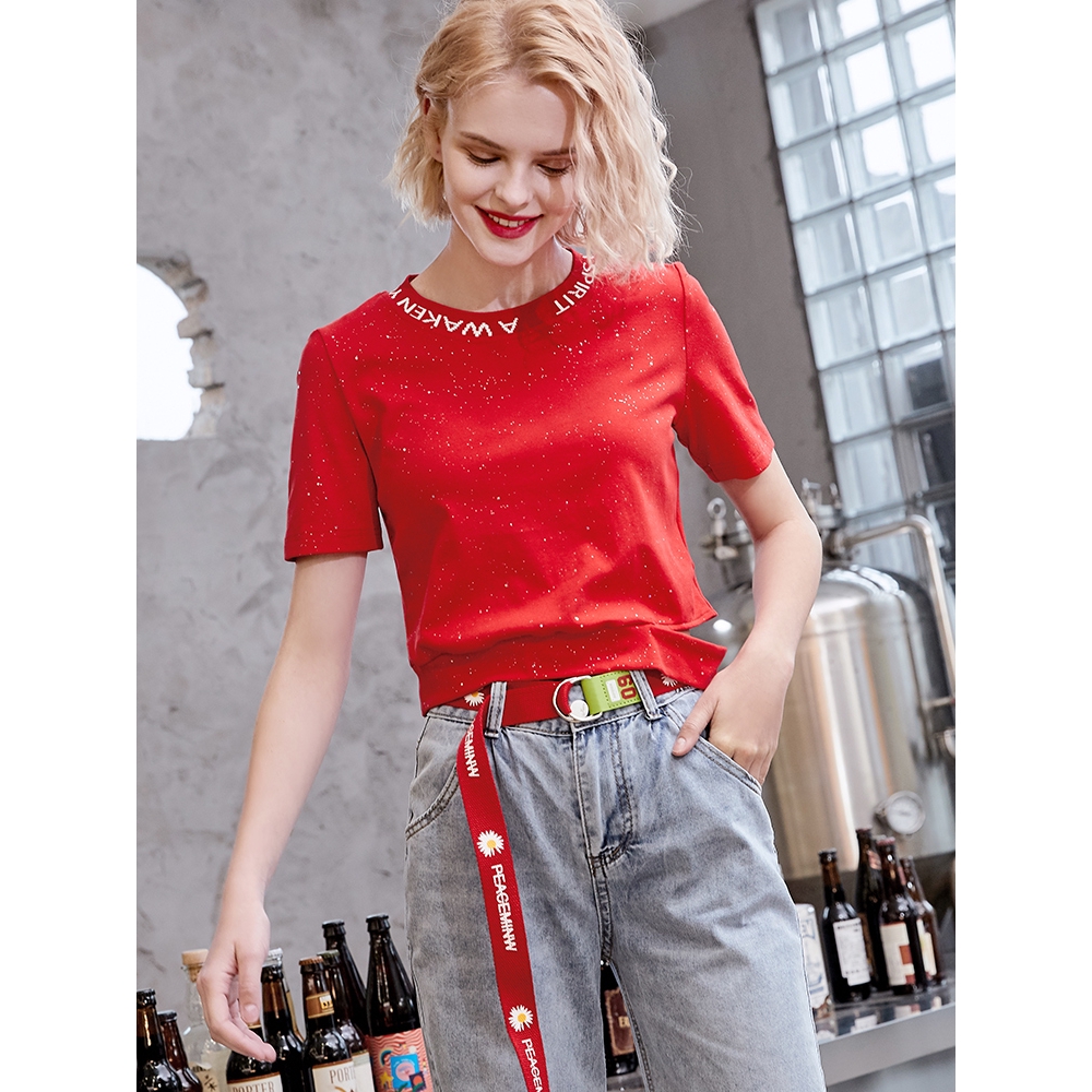 Mamax 2020 เสื้อยืดคอกลม แขนครึ่ง เข้ารูป สีแดง แฟชั่นฤดูร้อน สําหรับ ...