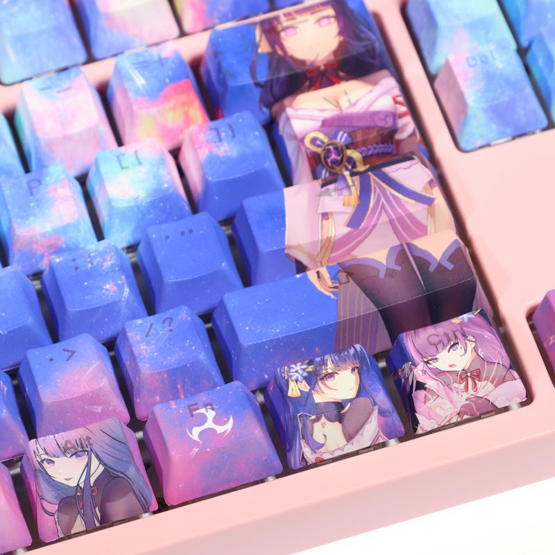 PBT Genshin Impact Keycap Raiden General Baal แป้นพิมพ์เครื่องกล Keycap ...