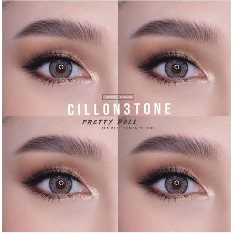 คอนแทคเลนส์ Mini Cillon 3 Tone สีเทาตาล graybrown มีค่าสายตา (0.00)-(-5 ...