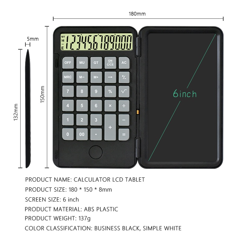 New6 Inch Calculator USB LCD Writing Tablet Portable Rechargeable ...