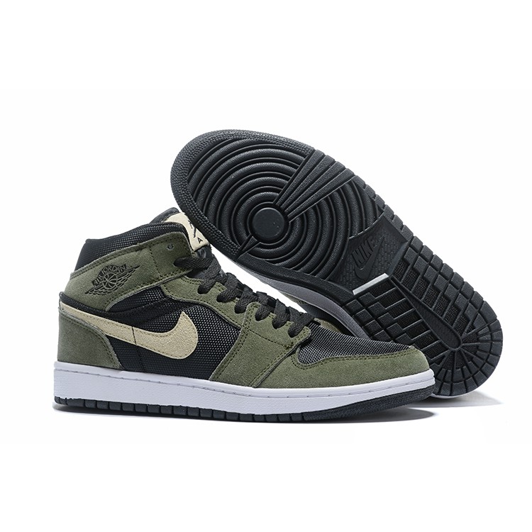 Nike Jordan 1 new black army green unisex wild trend basketball shoes ...