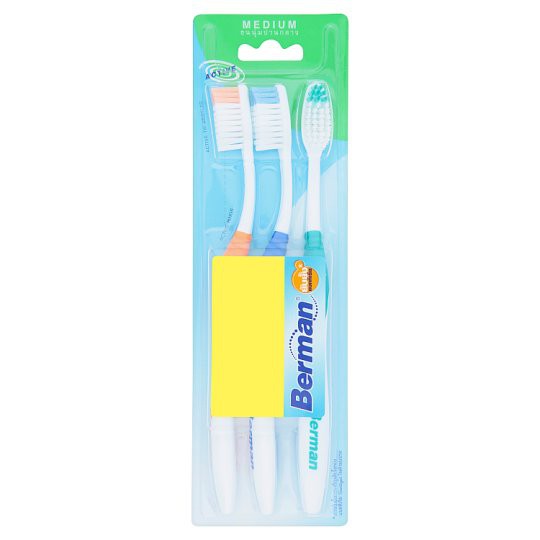 เบอร์แมน แอ็คทีฟ แปรงสีฟันขนนุ่มปานกลาง 2 ด้าม แปรงสีฟัน Berman Active ...