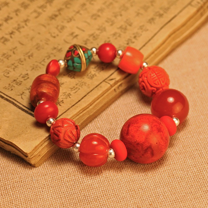 ปีนักษัตรเดิม Evil Evil Grass Coral สีแก้วเลือดมังกรไม้ Red Agate สร้อย ...