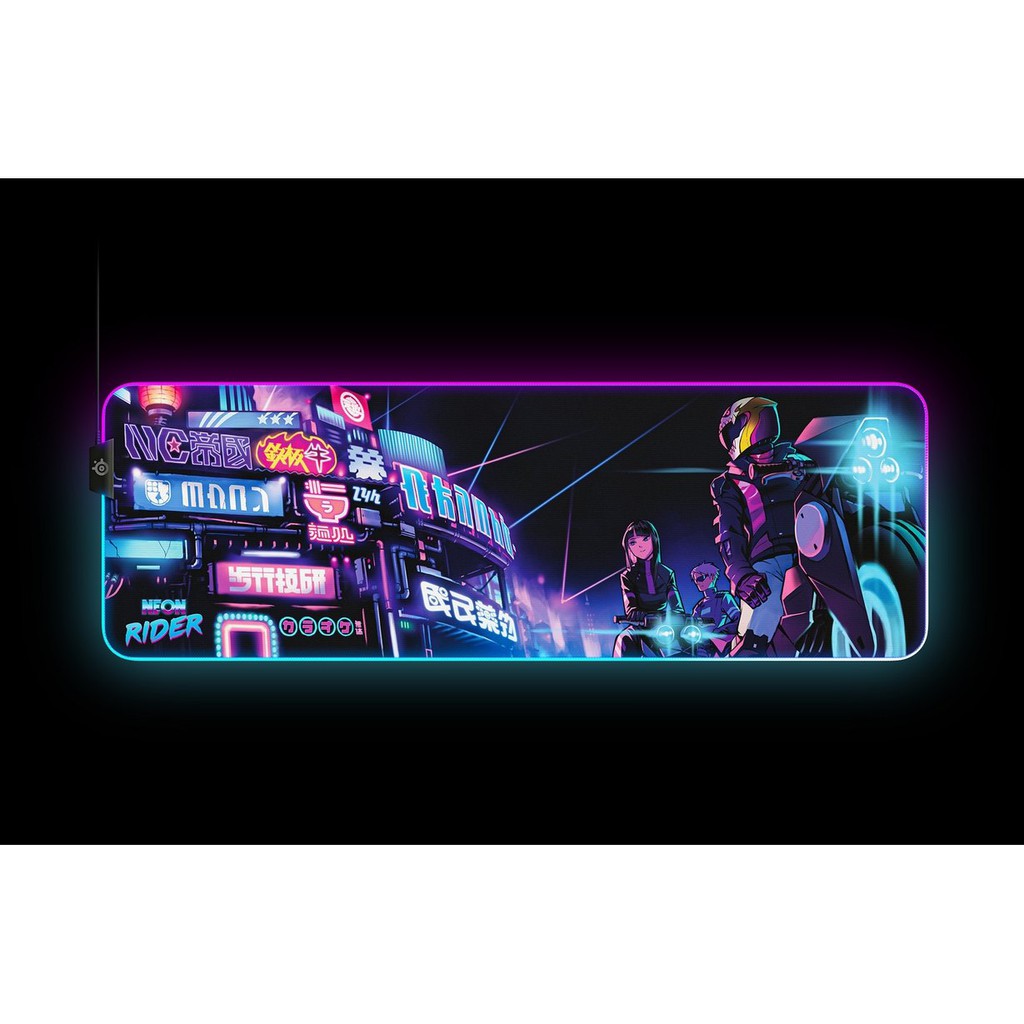 SteelSeries แผ่นรองเมาส์ เกมมิ่ง RGB รุ่น QcK Prism Cloth Neon Rider ...