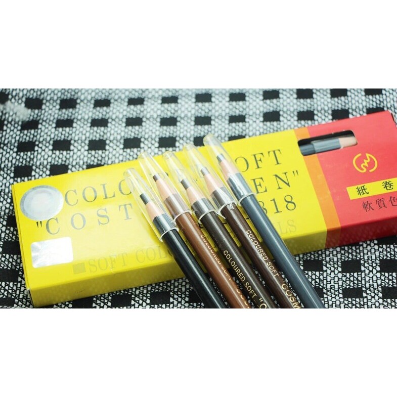 (12pcslot) Coloured Soft Cosmetic Art Eyebrow Pencil ดินสอเขียนคิ้วดึง ...