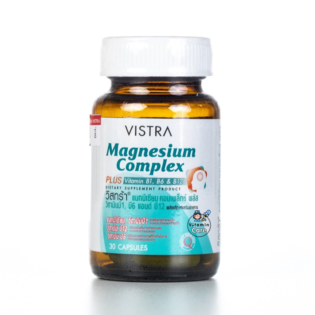Exp.2/25 (30 แคปซูล) Vistra Magnesium Complex Plus Vitamin B1,6,12 ...