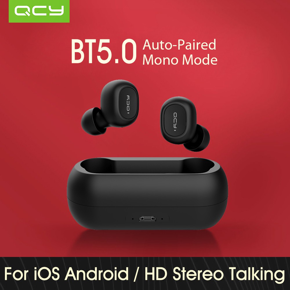 QCY T1C Bluetooth 5.0 หูฟังแบบทึบไร้สายพร้อมหูฟังสเตอริโอในหูแบบคู่หู ...