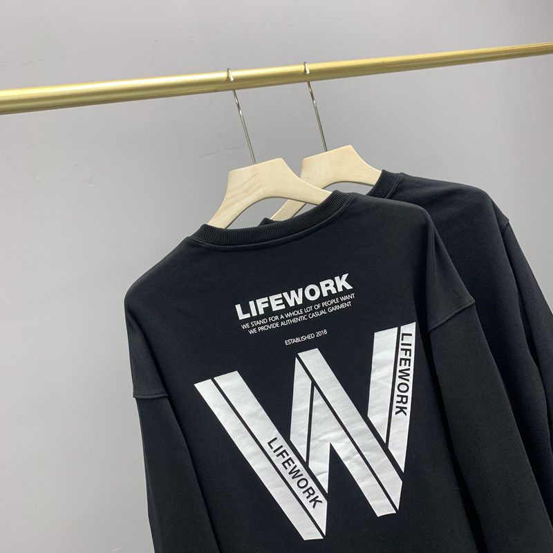 LifeWork cute French fighting pattern ins personality wild round neck ...