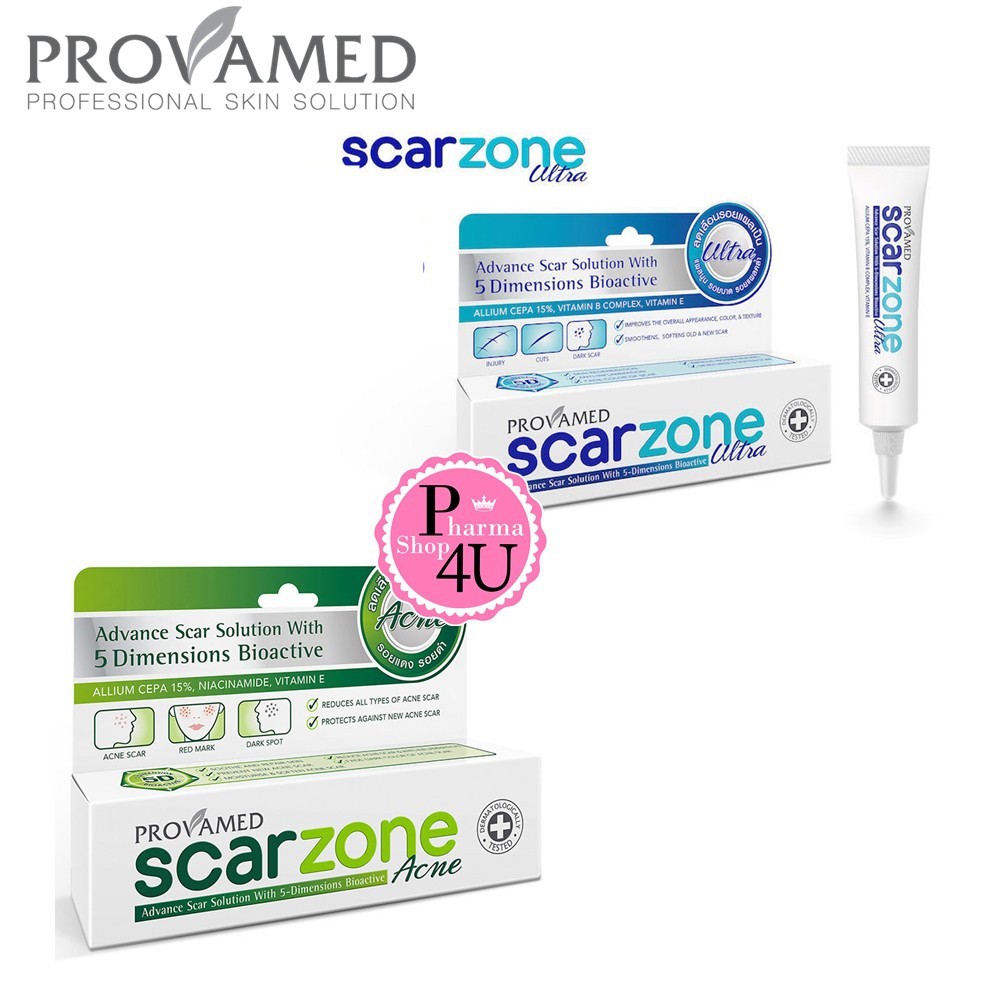 Provamed โปรวาเมด Scarzone รอยสิว รอยแดง รอยดำ แผลเป็น แผลนูน scar zone ...