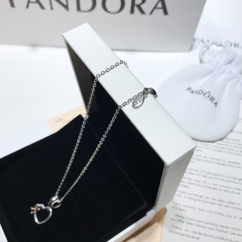 Pandora necklace s925 sterling silver rose gold Pandora 925 Silver Heart Necklace - hongking.th ...