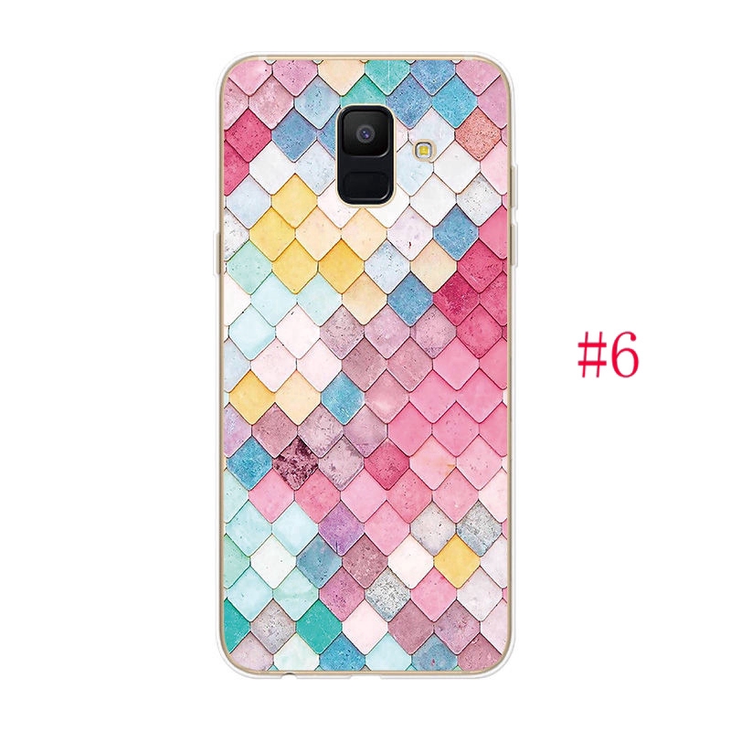 เคสโทรศัพท์มือถือ Samsung A6 A6 A8 A8 Plus A7 A9 2018 ปลอก TPU อ่อน สีลวดลายสี่เหลี่ยมจัตุรัส ...