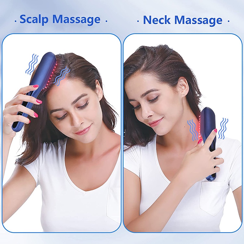 EMS Vibration Head Massage Comb Electric Laser RF Red Blue Light Hair ...
