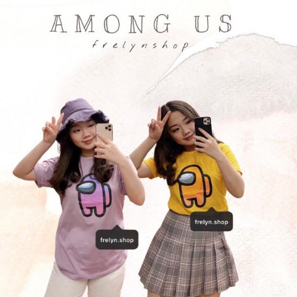 BERSHKA เสื้อยืดลายการ์ตูน Among Us Yellow Lilac ขนาดใหญ่ Tumblr Tee ...