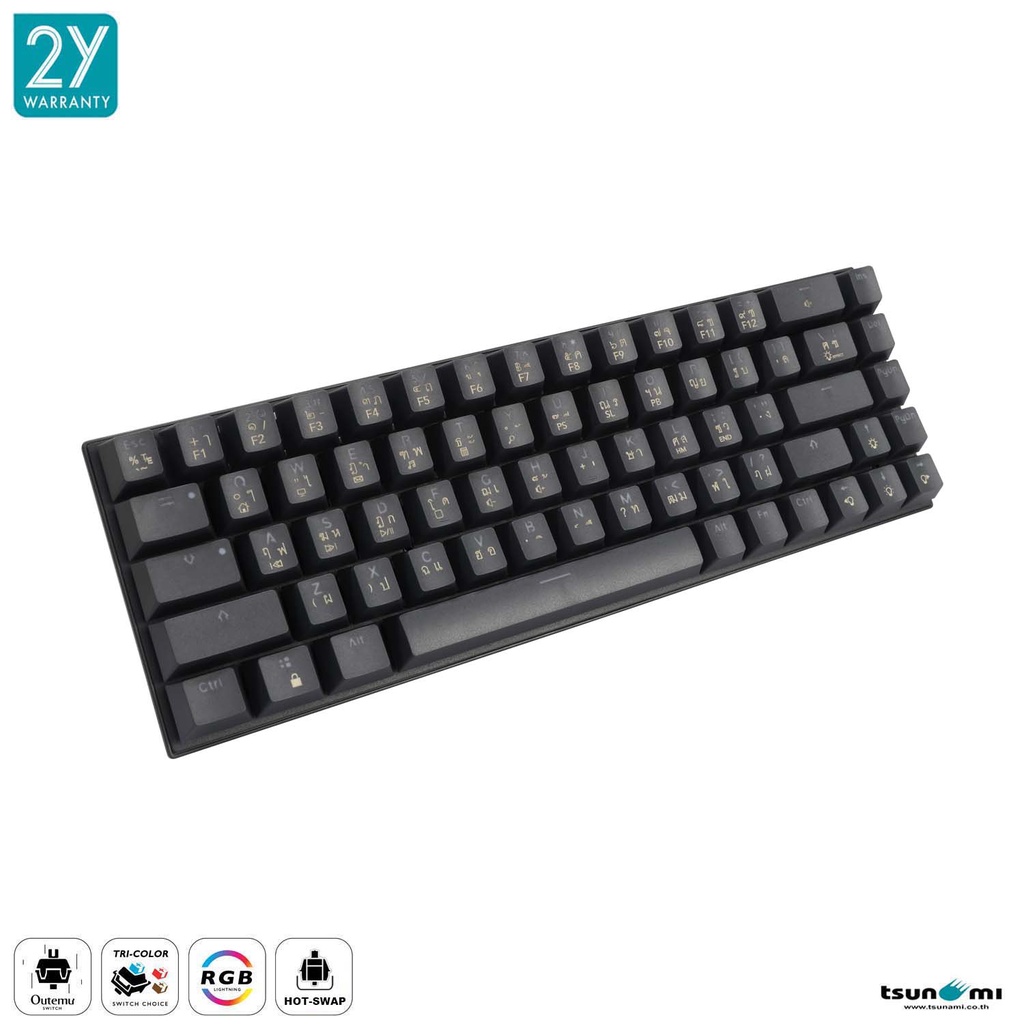 452.KEYBOARD TSUNAMI MK68 PRO K-RED SWITCH MACHANICAL GAMING TYPE-C RGB ...