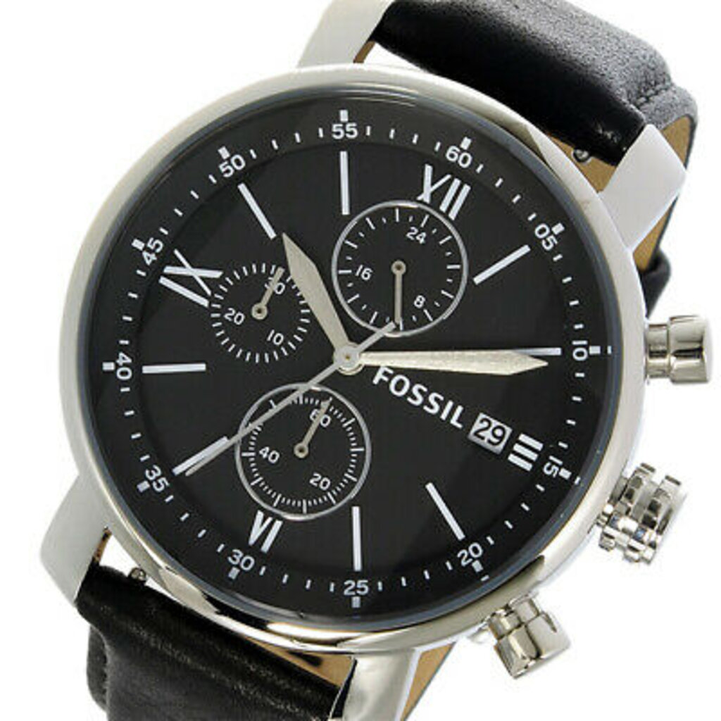 FOSSIL FOSSIL Rhett Chronograph Black Leather Watch BQ1006 BQ1006 ...