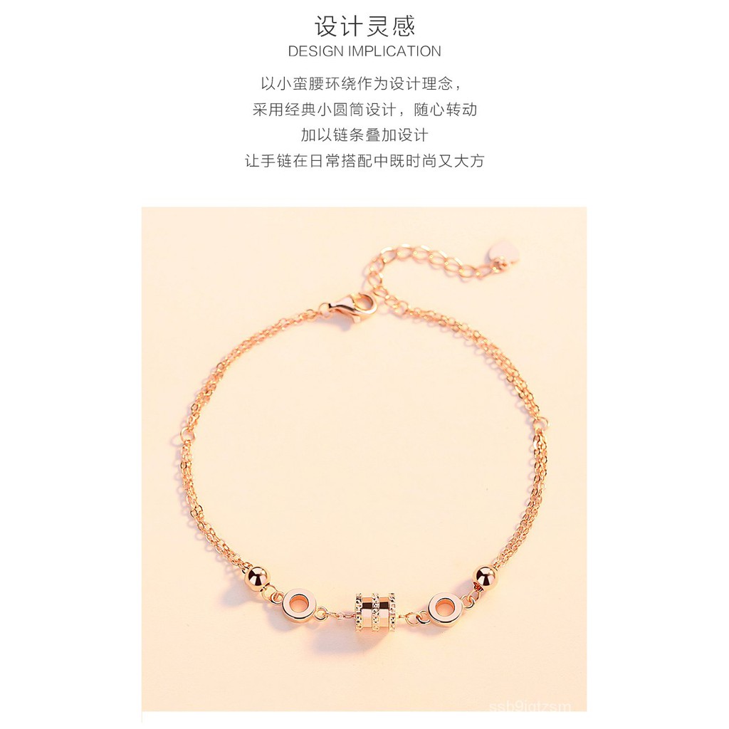 JigmeเงินรอบเอวS925สร้อยข้อมือเงินหญิงกุหลาบทองinsเล็กๆน้อยๆออกแบบ ของขวัญวันวาเลนไทน์ที่จะส่ง ...