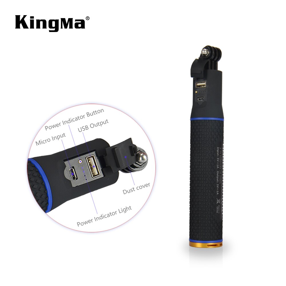 KingMa 5200mAH Power Bank Selfie Stick Handle Grip For GoPro Hero 4/3/3 ...