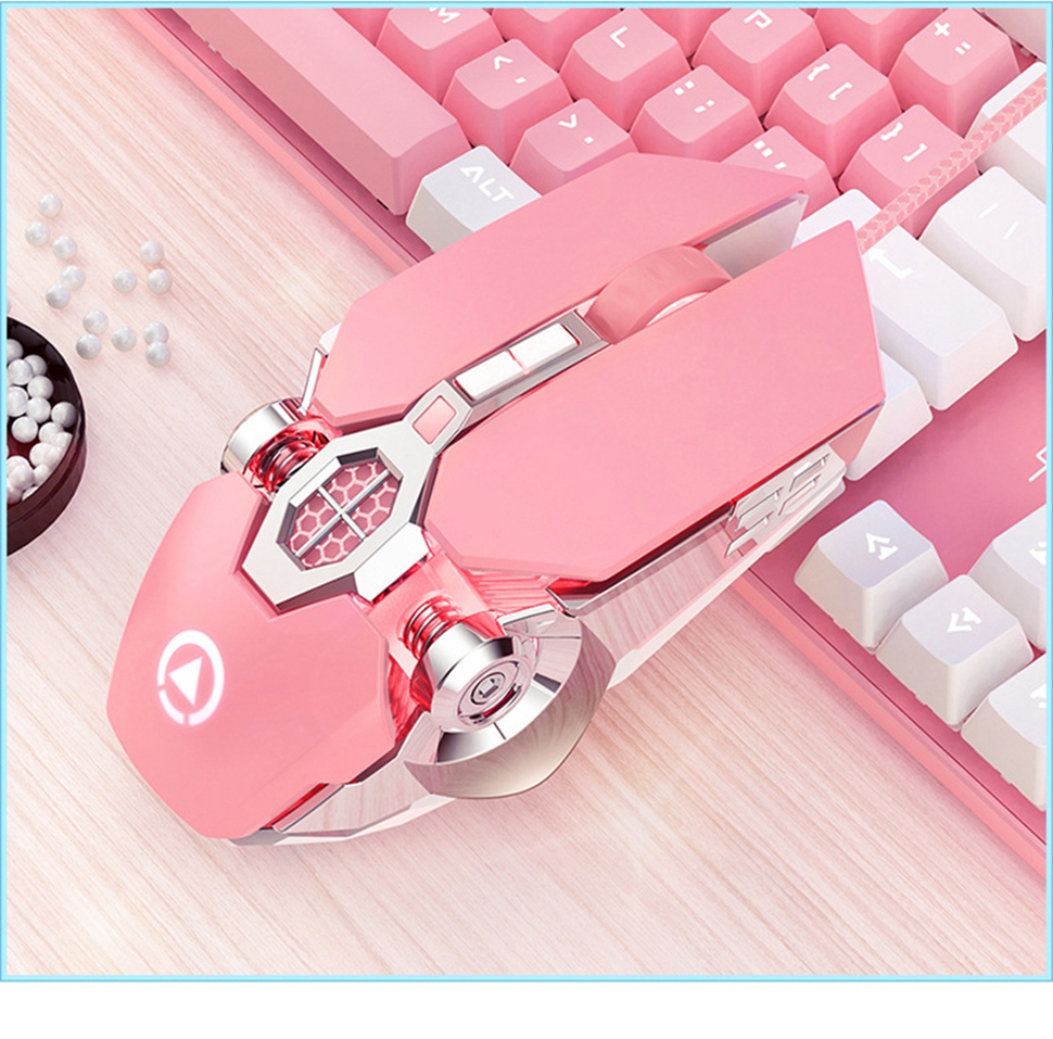 3200Dpi Pink Gaming Mouse Wired Girls Cute Mechanical Mouse Gaming ...