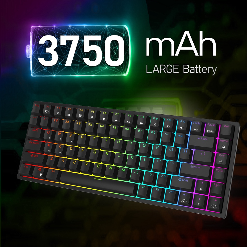 RK ROYAL KLUDGE RK84 Mechanical Keyboard 2.4Ghz Wireless/Bluetooth ...