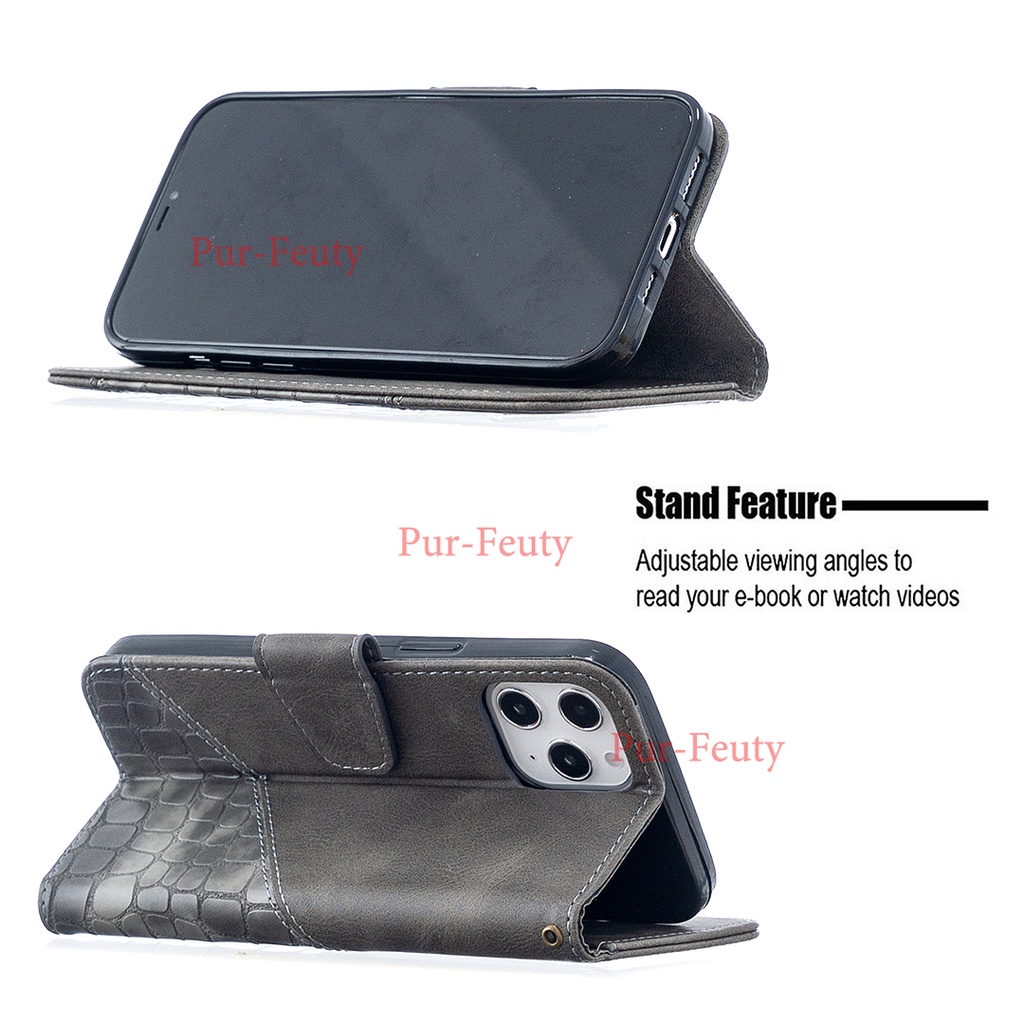 For iPhone 12mini 12pro max Luxury Crocodile Flip Wallet Case For ...