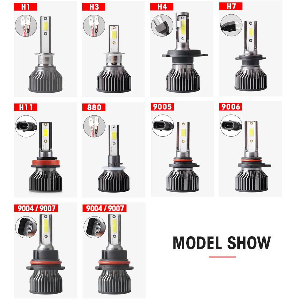 PECHAM ไฟหน้ารถยนต์ LED H4 H1 H7 H3 H8 H9 H11 H16 H27 880 881 9004 9005 HB3 9006 HB4 9007 6000K ...