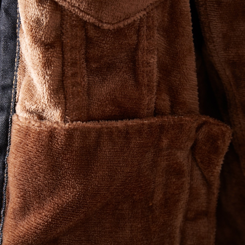 Please COD Winter Men Thick Jackets and Coats Warm Fleece Denim Jacket ...