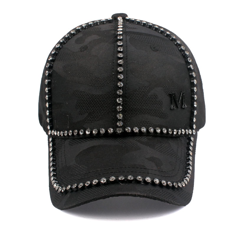 YARBUUBaseball caps new fashion style womens rhinestone hat letter M ...
