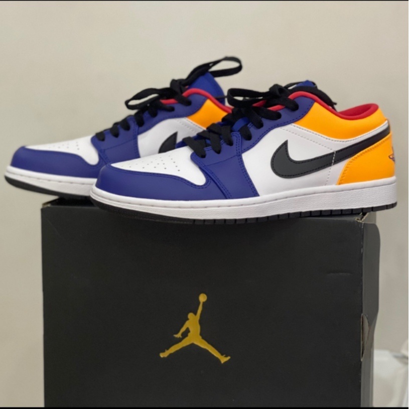 Nike Air Jordan 1 Low 553558-123 สีขาวสีเหลือง蓝跑鞋 รองเท้า รองเท้าลำลอง ...